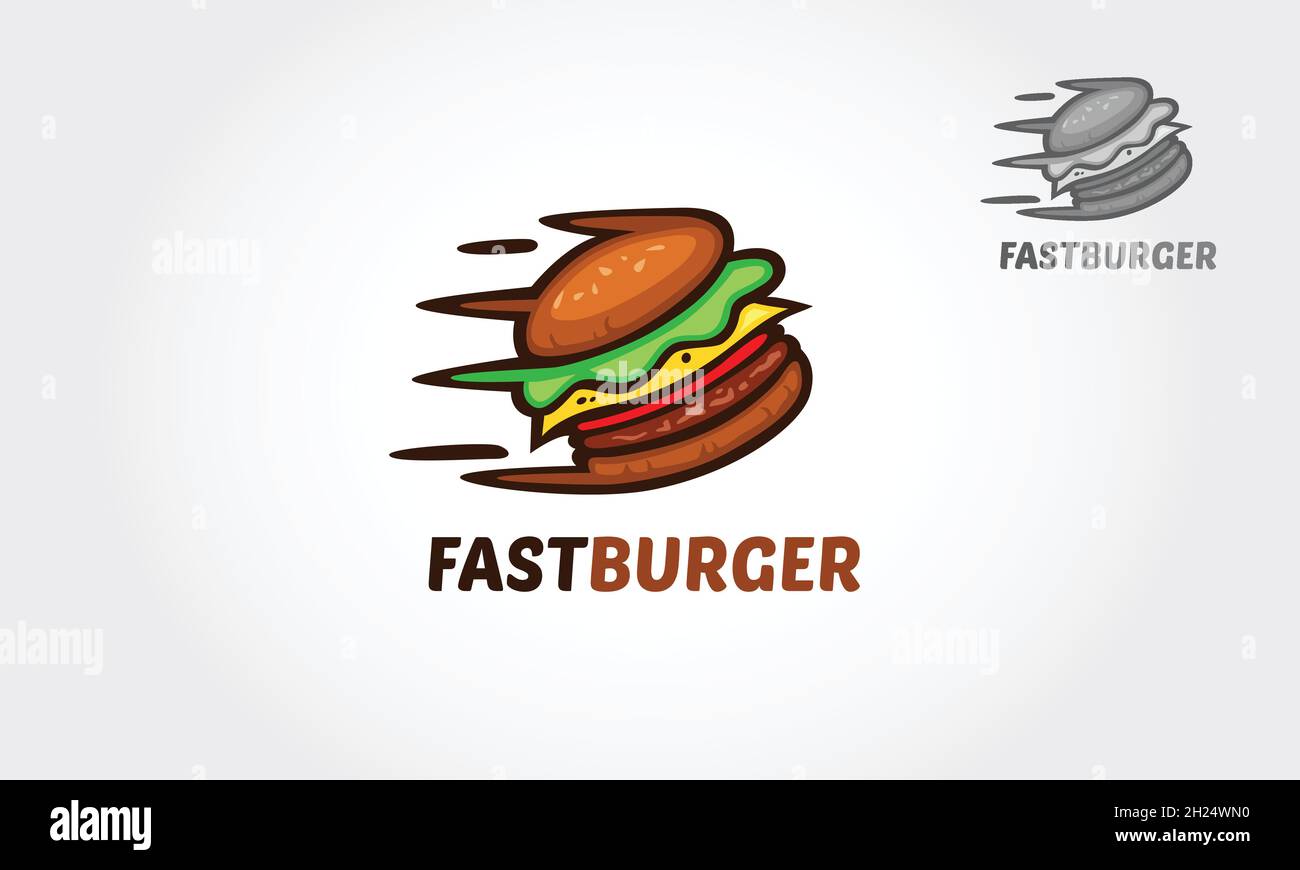 Fast Burger Vector Logo Cartoon. Creative Fast Burger logo template ...