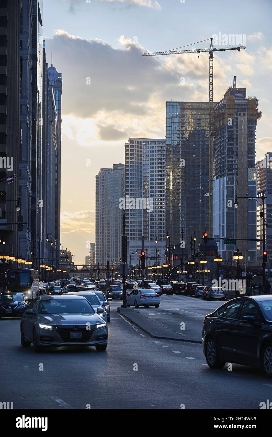 United States, Illinois, Chicago: partial view of the Loop and its ...