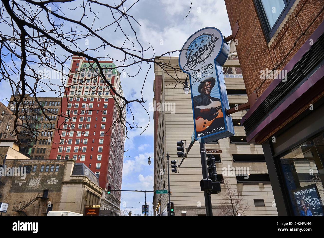United States, Illinois, Chicago: sign of the Buddy Guy's Legends ...