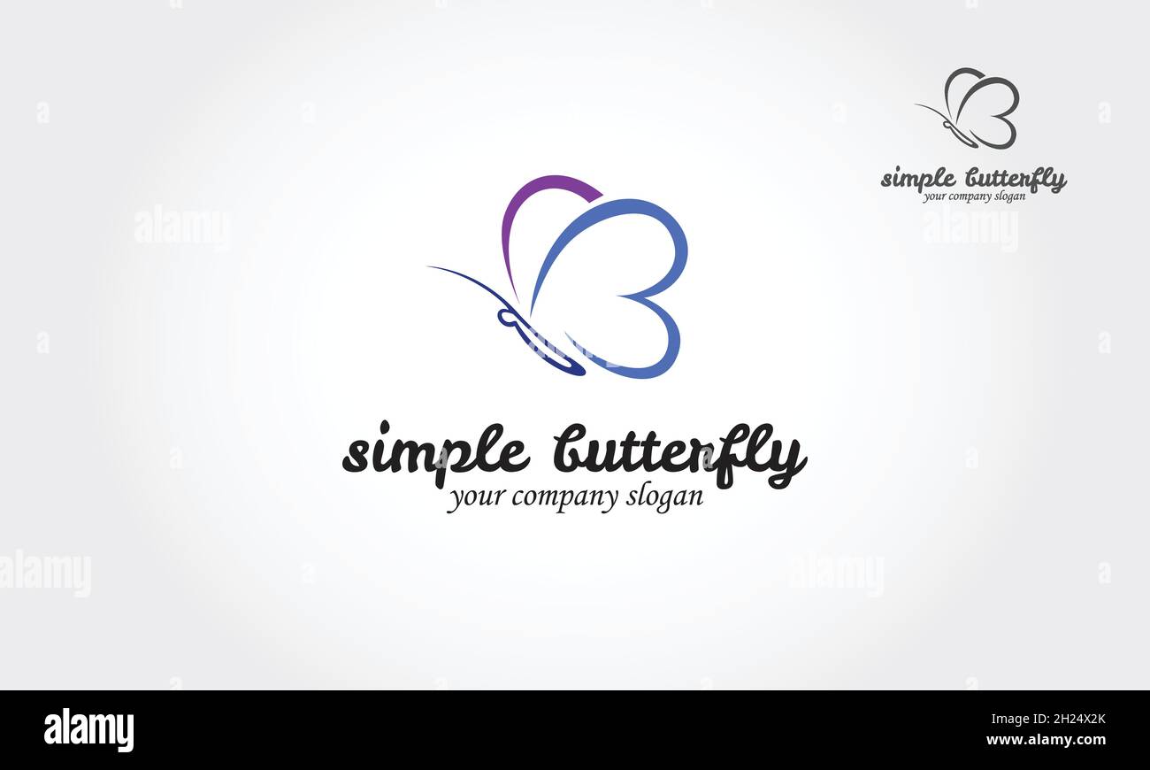 Simple Butterfly logo template. Vector logo illustration Stock Vector ...