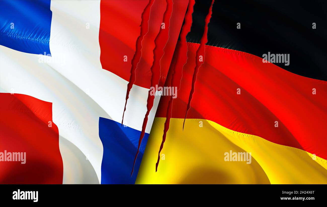 Dominicana and Germany flags with scar concept. Waving flag,3D ...