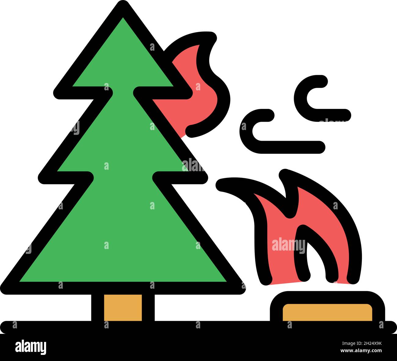 Natural wildfire icon. Outline natural wildfire vector icon color flat ...