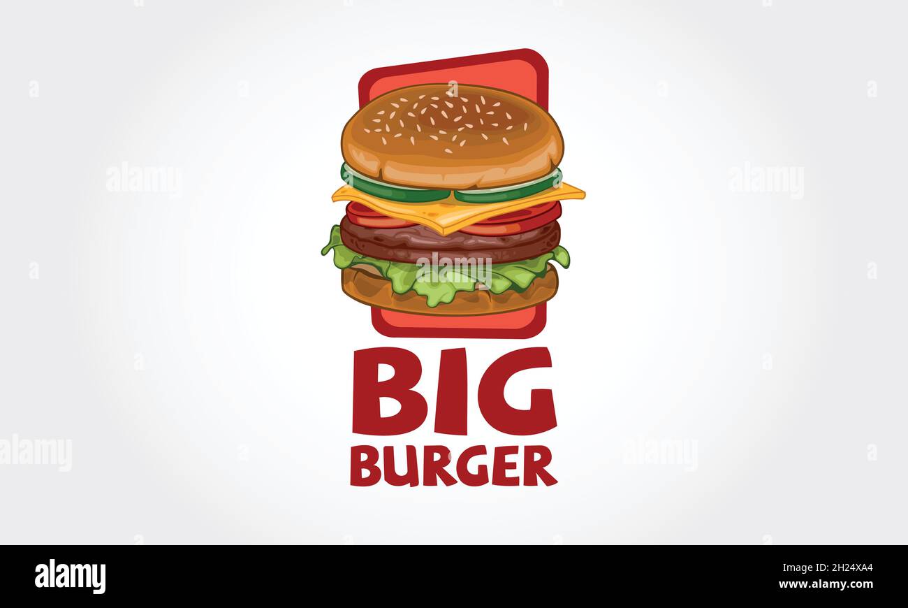Big Burger Vector Logo Template. Vector illustration of burger shop ...