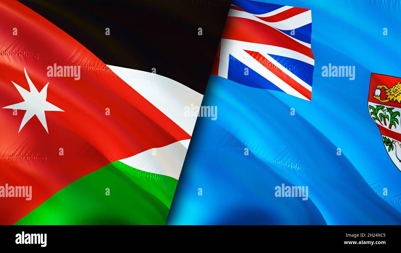 Jordan and Fiji flags. 3D Waving flag design. Fiji Jordan flag, picture ...