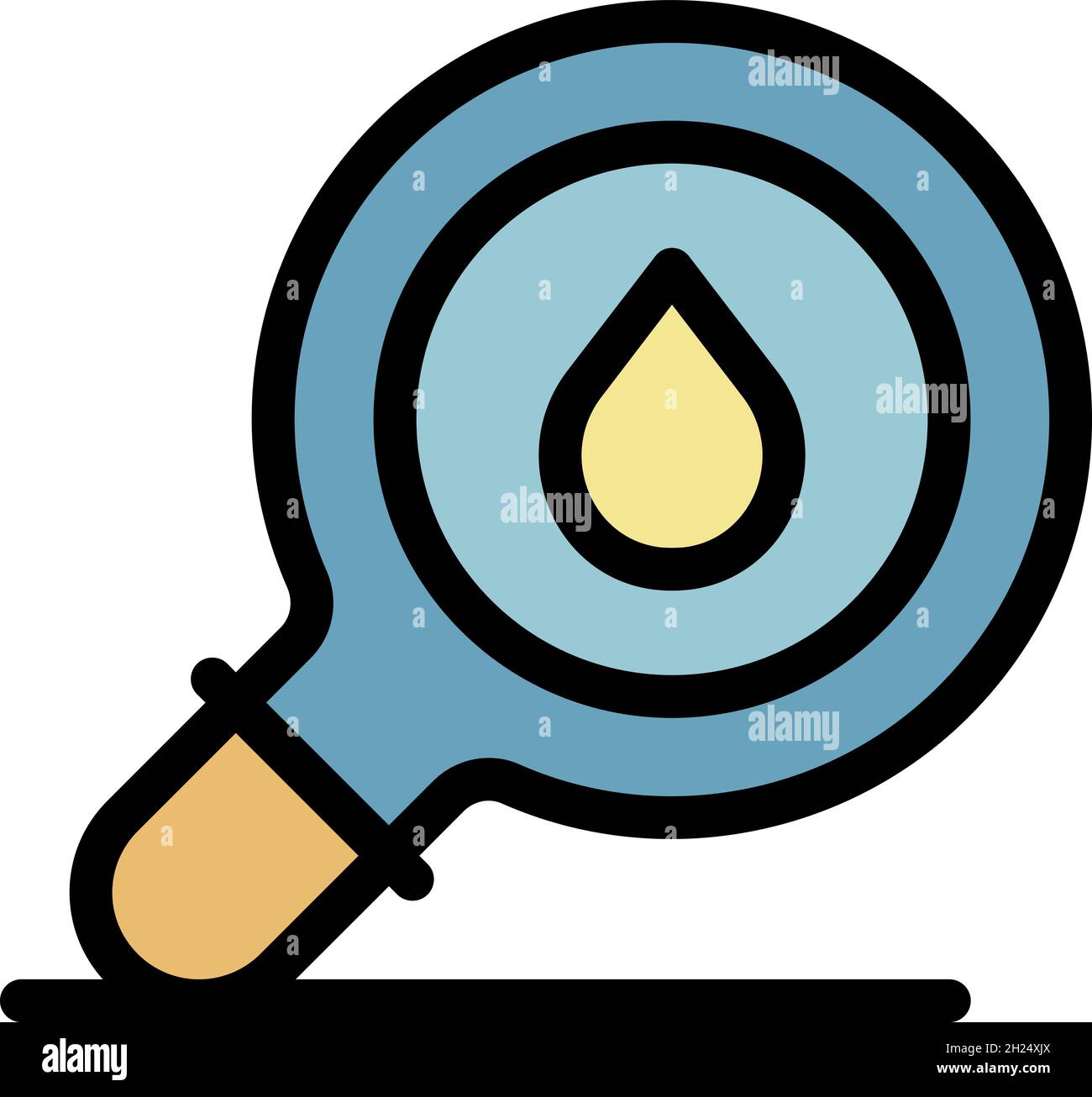 Water drop under magnifier icon. Outline water drop under magnifier ...