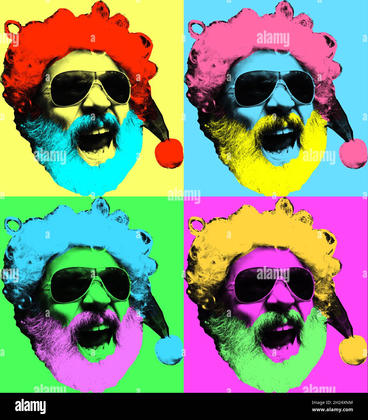 Emotional stylish modern Santa Claus congratulating with New Year and ...
