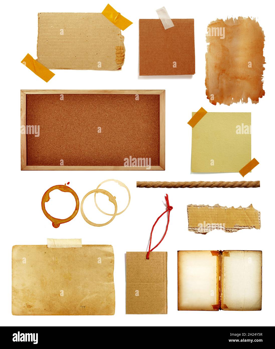 rope wooden sign vintage note paper price label adhesive tape Stock ...