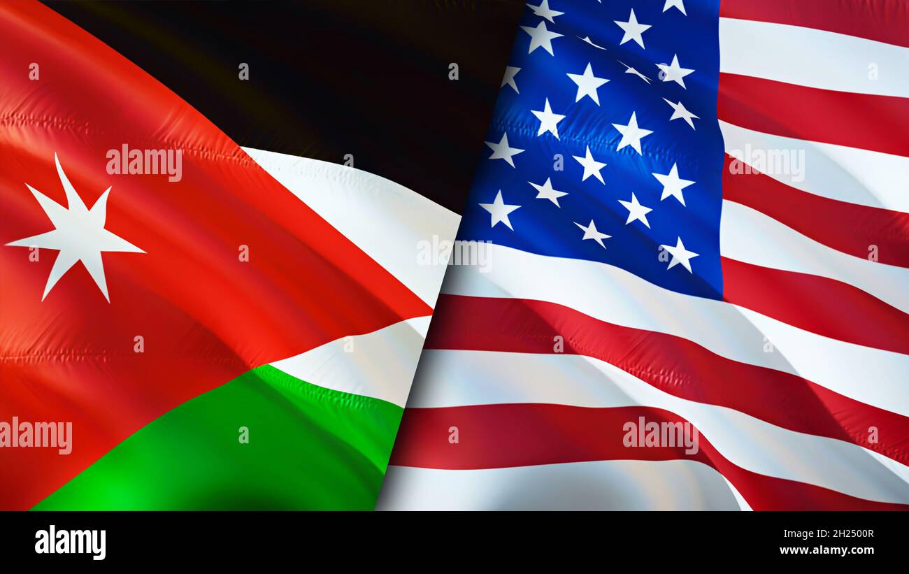 Jordan and USA flags. 3D Waving flag design. USA Jordan flag, picture ...