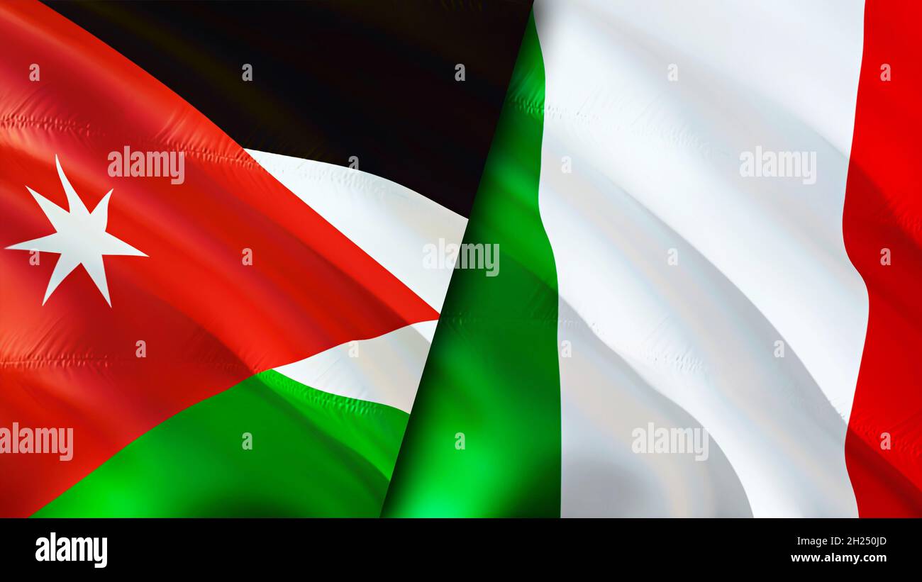 Jordan and Italy flags. 3D Waving flag design. Italy Jordan flag ...