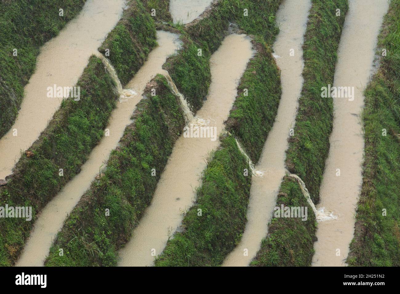 Detail of irrigation water flowing over the Ping'an section of the ...