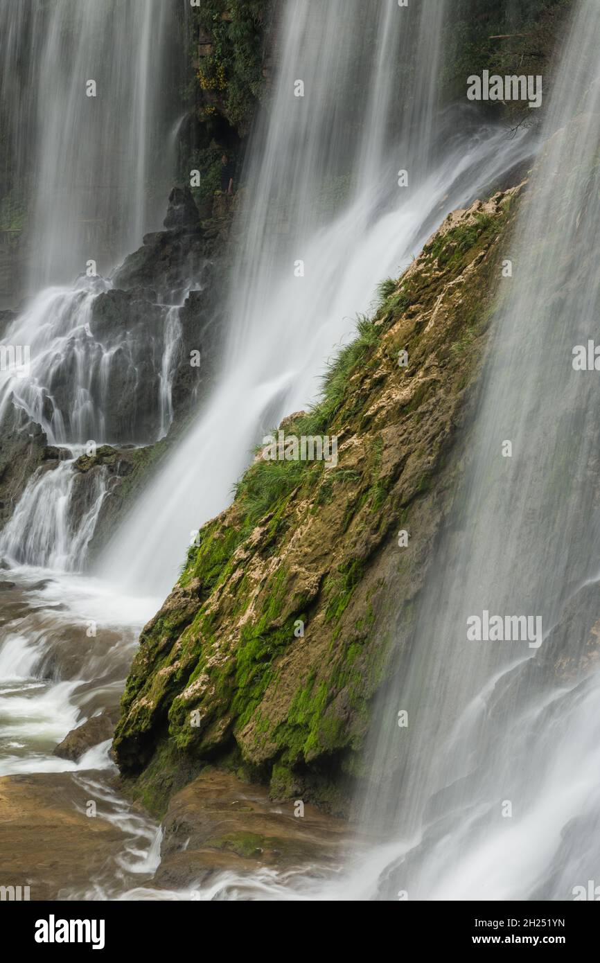 The Wangcun Waterfall in the town of Furong in Hunan Province, China ...