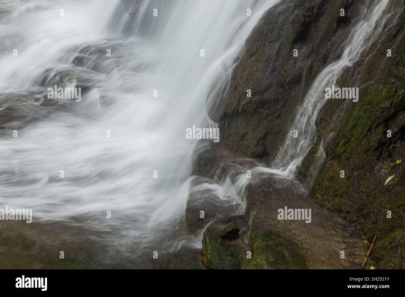 Detail of the base of the Wangcun Waterfall in Furong, Hunan Province ...