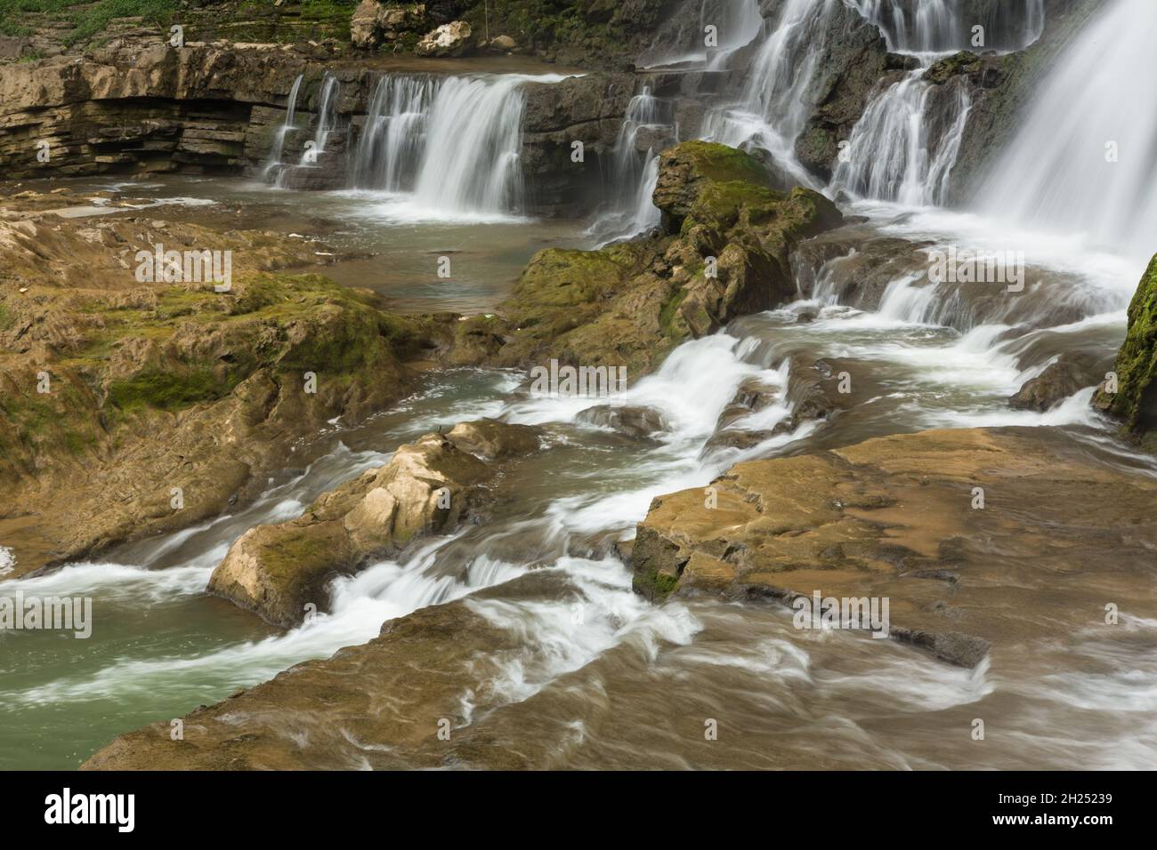 Small cascades below the main Wangun Waterfall in Furong, Hunan ...