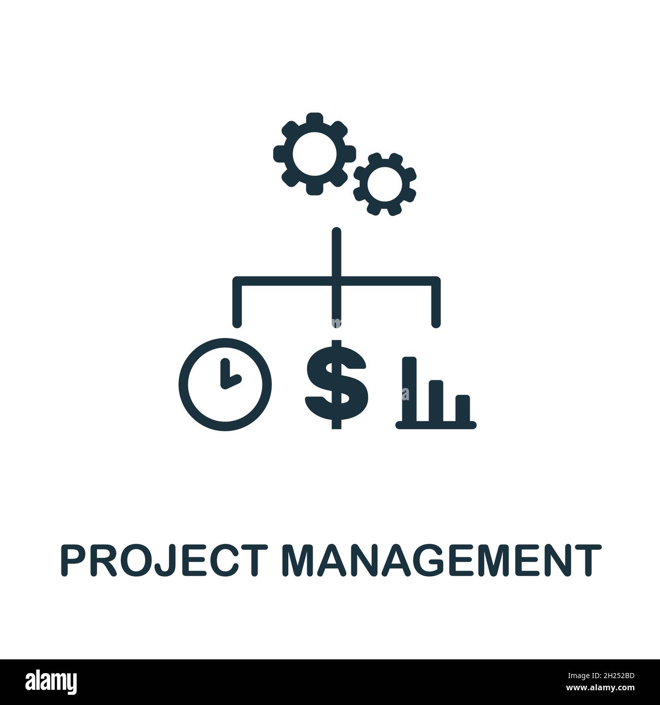 Project Management icon. Monochrome sign from company management ...