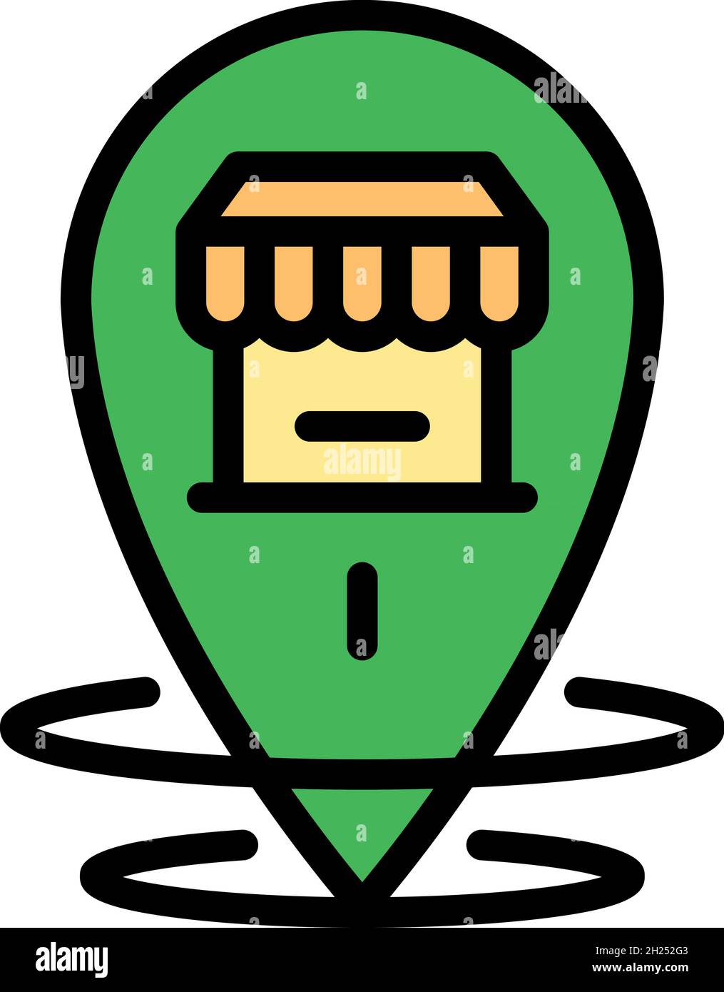 Shop pin location icon. Outline shop pin location vector icon color ...