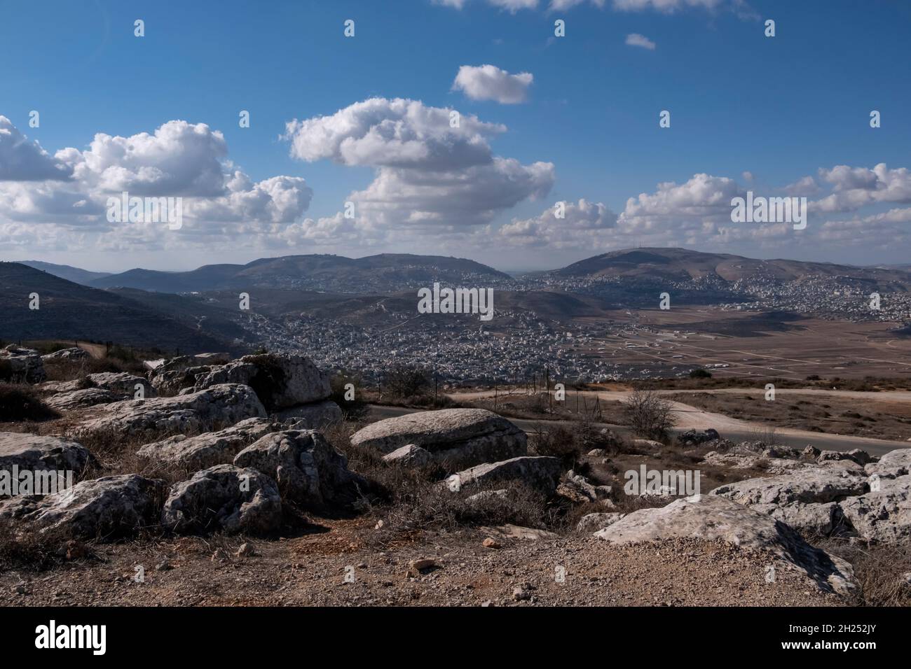 View toward Nablus Governorate area from a lookout point near the ...