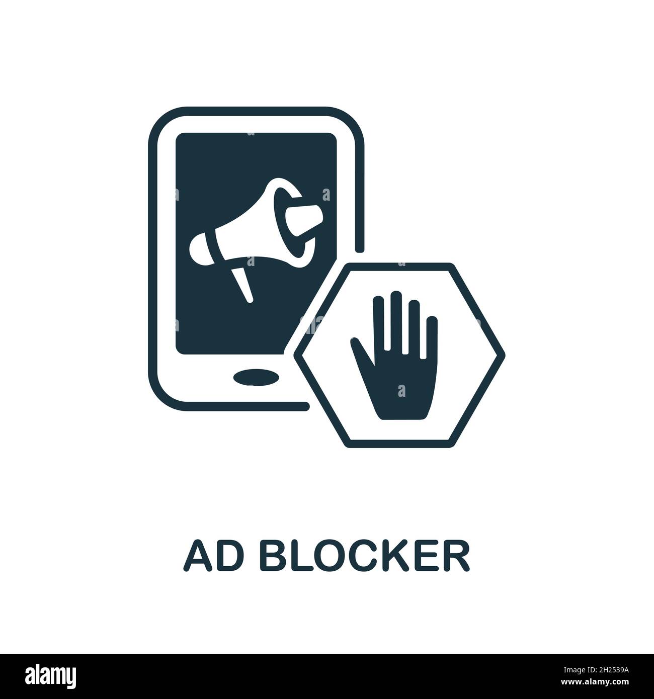 Ad Blocker icon. Monochrome sign from content marketing collection ...