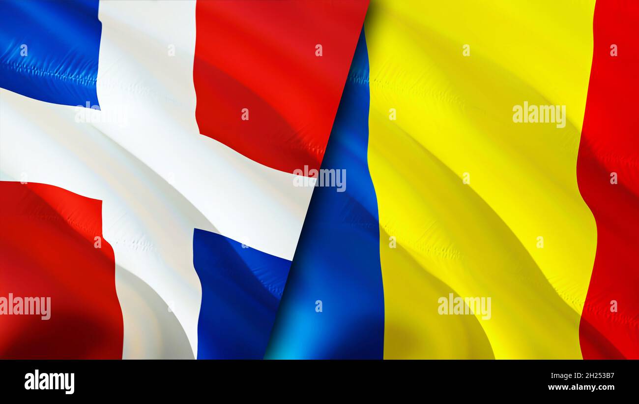 Dominicana and Romania flags. 3D Waving flag design. Romania Dominican ...