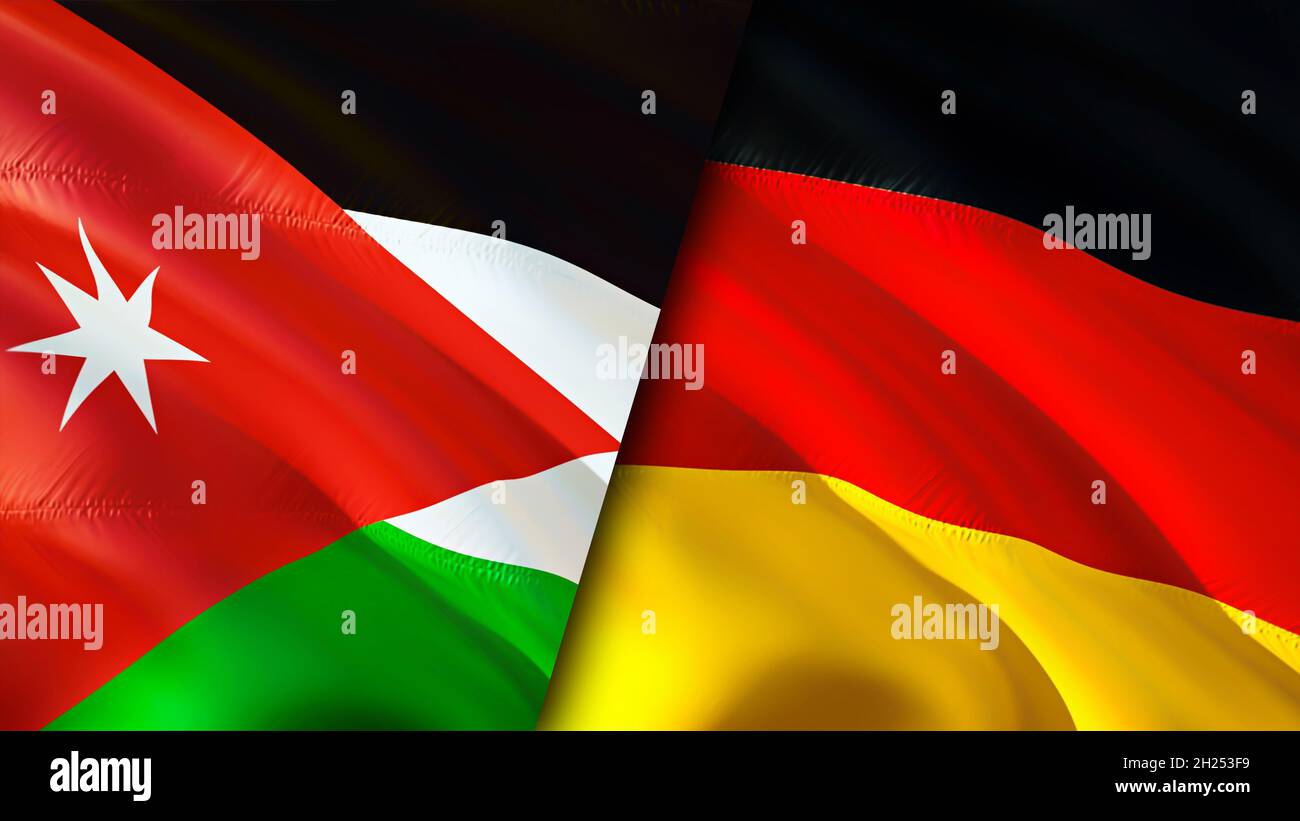 Jordan and Germany flags. 3D Waving flag design. Germany Jordan flag ...