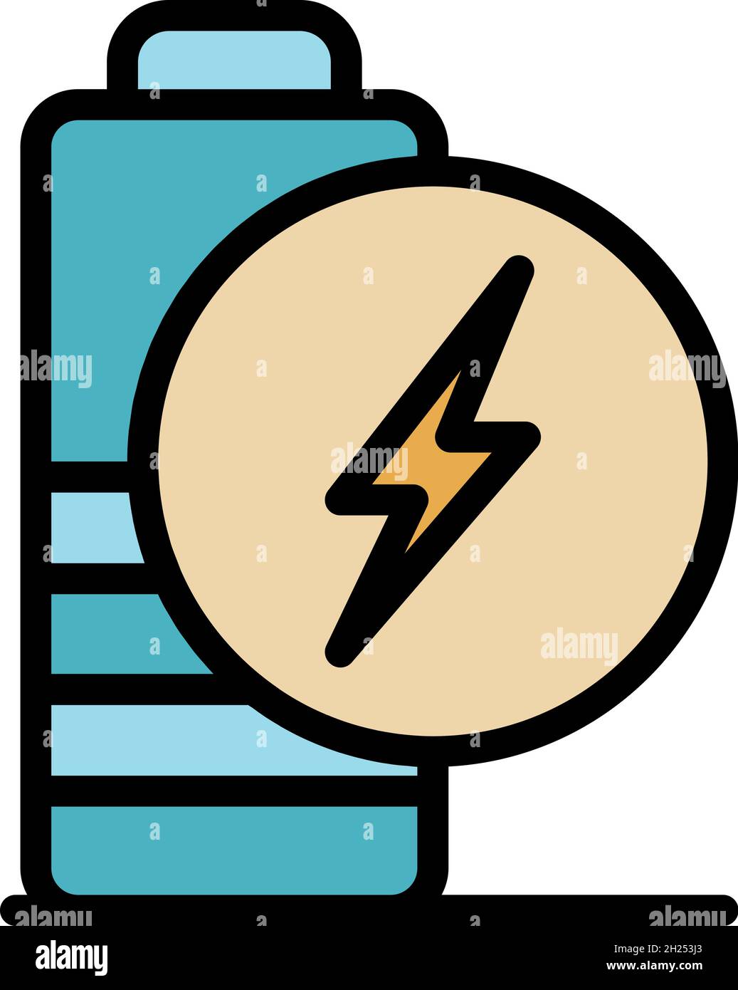 Low charge battery icon. Outline low charge battery vector icon color ...