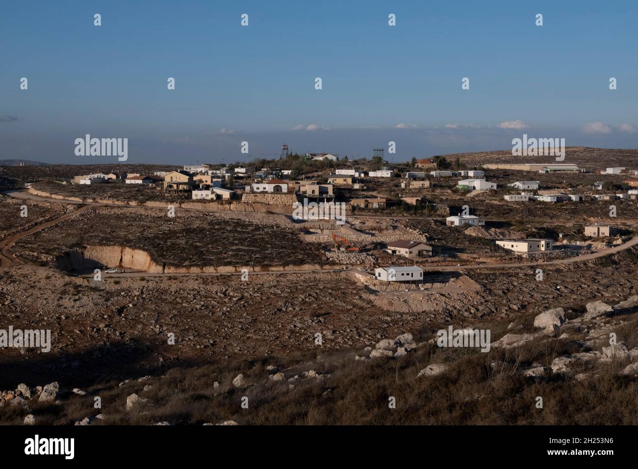 Distant view of Esh Kodesh which is a small Israeli wildcat settlement ...