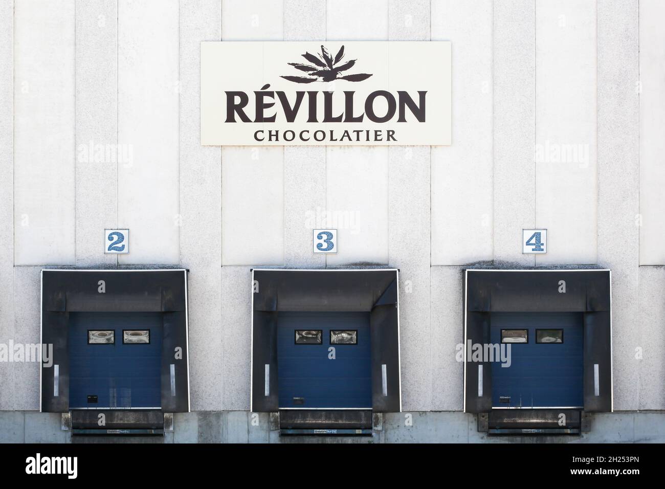 Roanne, France - May 31, 2020: Revillon warehouse and factory. Revillon ...