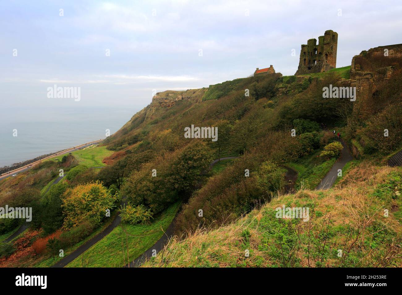 The Medieval ruins of Scarborough Castle, North Yorkshire, England, UK ...