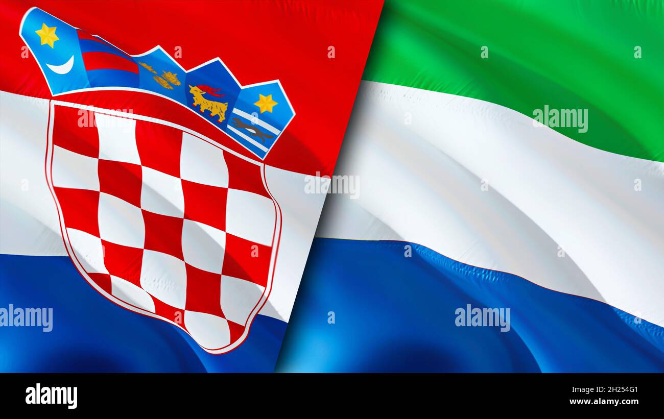 Croatia and Sierra Leone flags. 3D Waving flag design. Sierra Leone ...