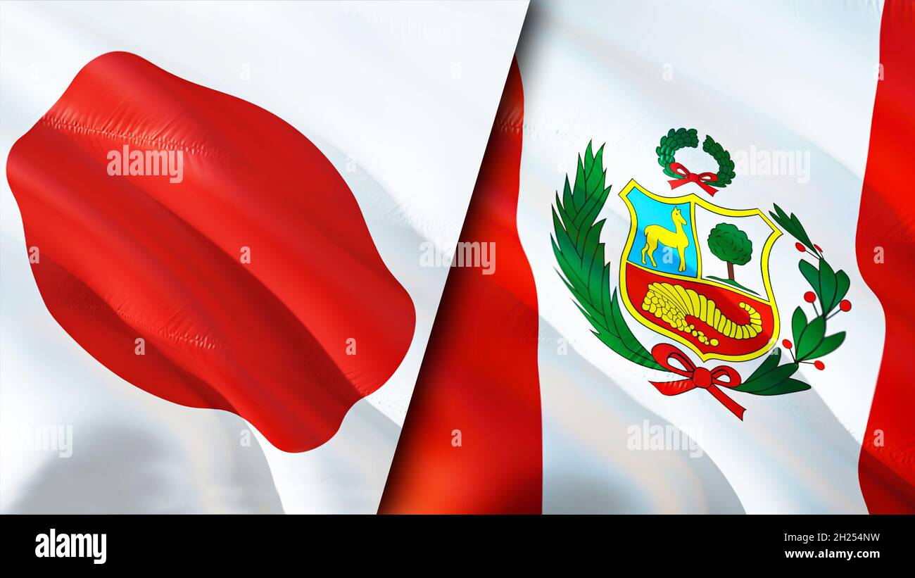 Japan and Peru flags. 3D Waving flag design. Japan Peru flag, picture ...