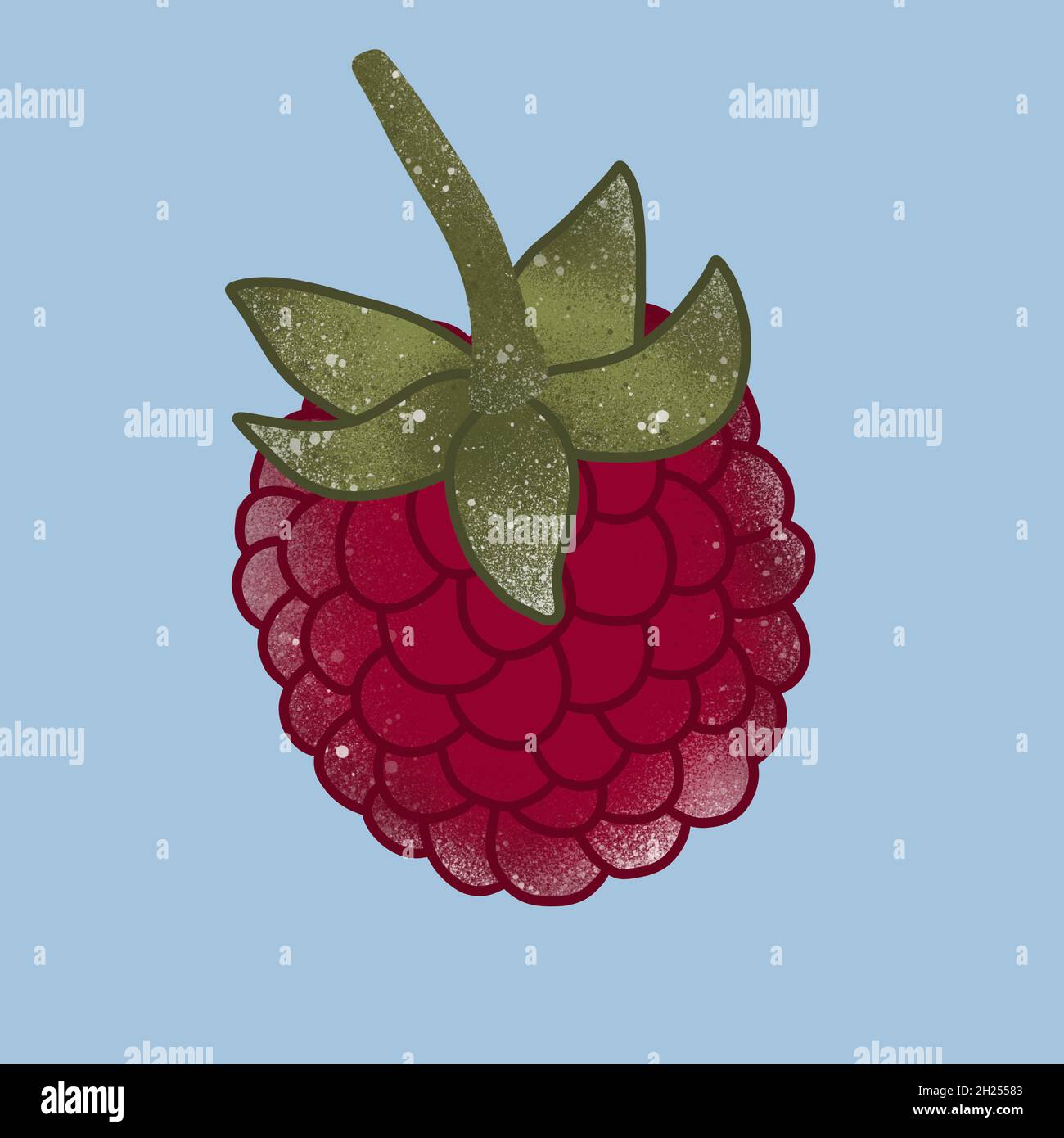 Doodle red raspberry for gifts and fabrics Stock Photo - Alamy