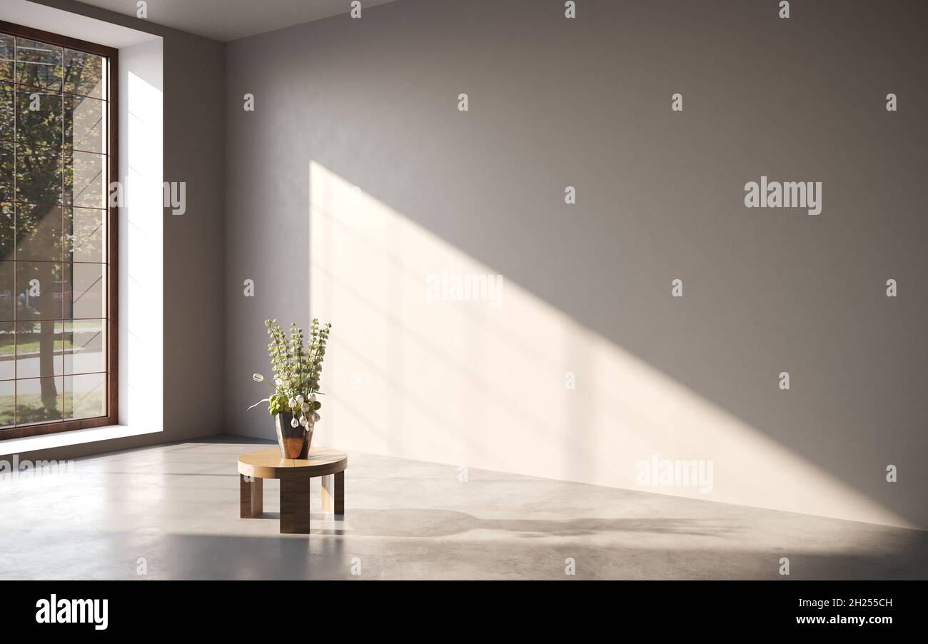 Still life lilac flowers in a vase on the table. 3D illustration, cg ...