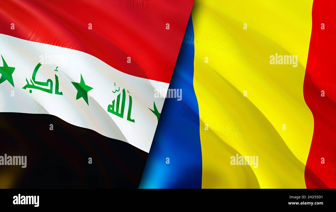 Iraq and Romania flags. 3D Waving flag design. Romania Iraq flag ...
