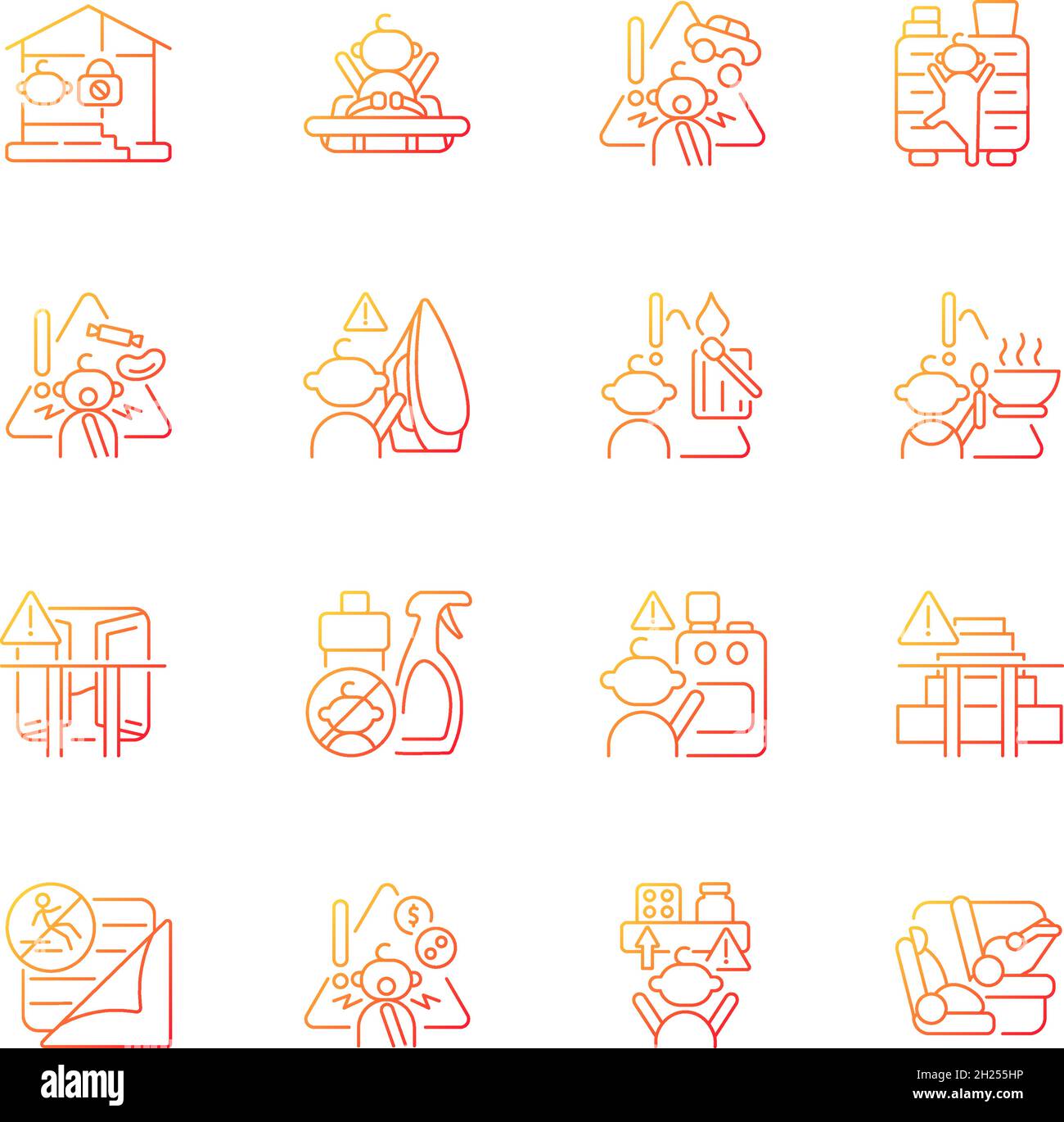 Child safety gradient linear vector icons set Stock Vector Image & Art ...
