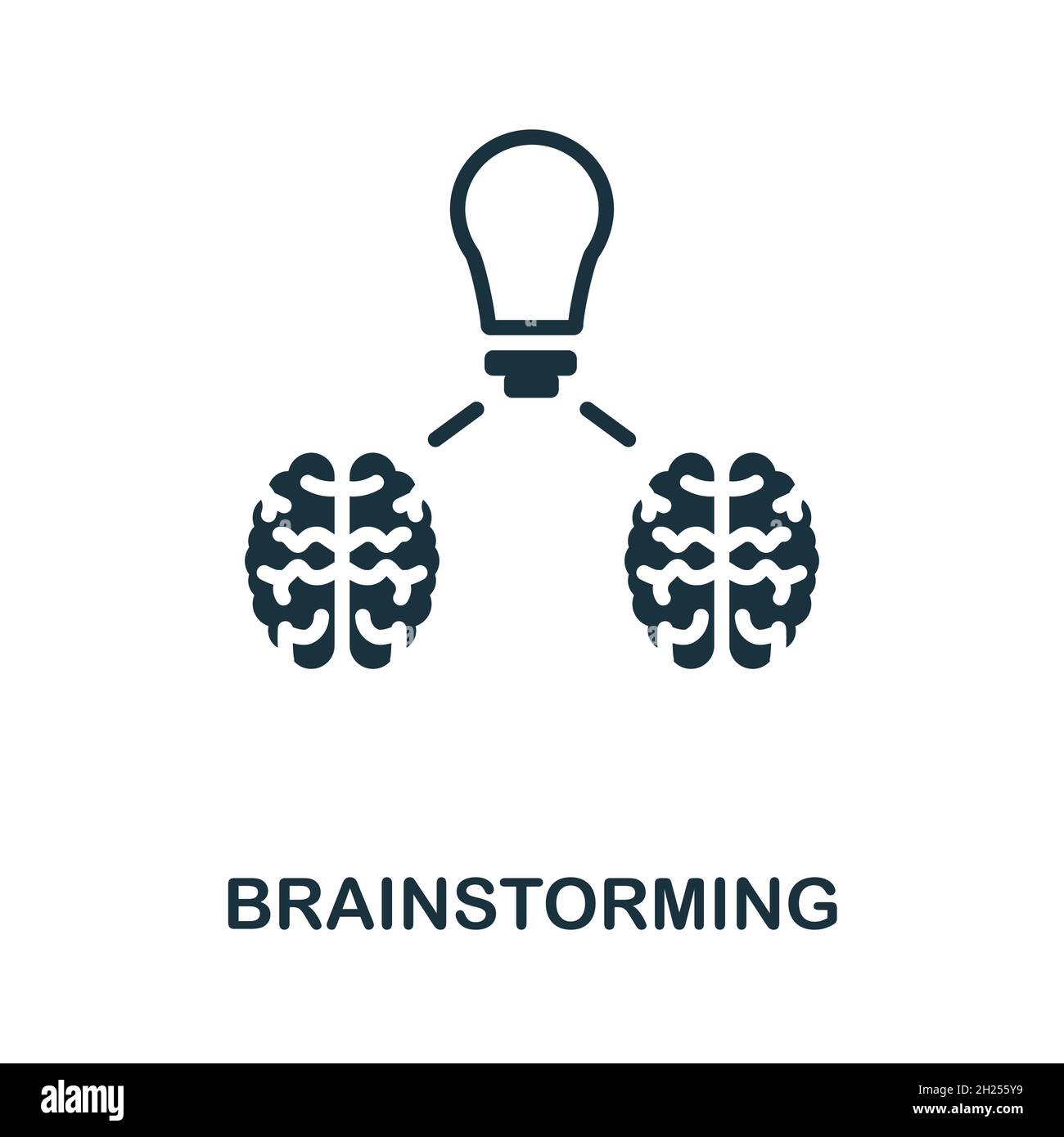 Brainstorming icon. Monochrome sign from creative learning collection ...