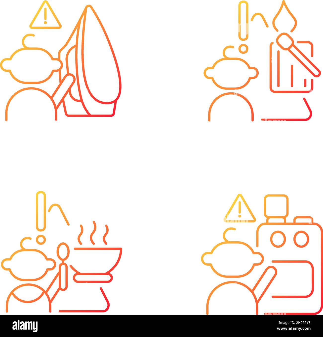 Skin burns danger gradient linear vector icons set Stock Vector Image ...