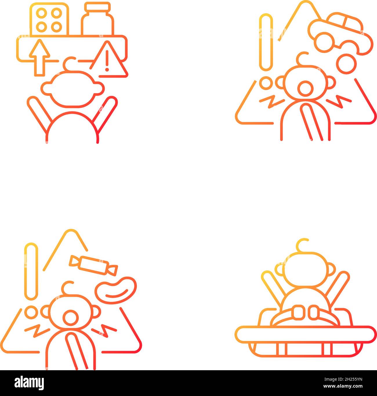 Poisoning and suffocation prevention gradient linear vector icons set Stock Vector Image & Art ...