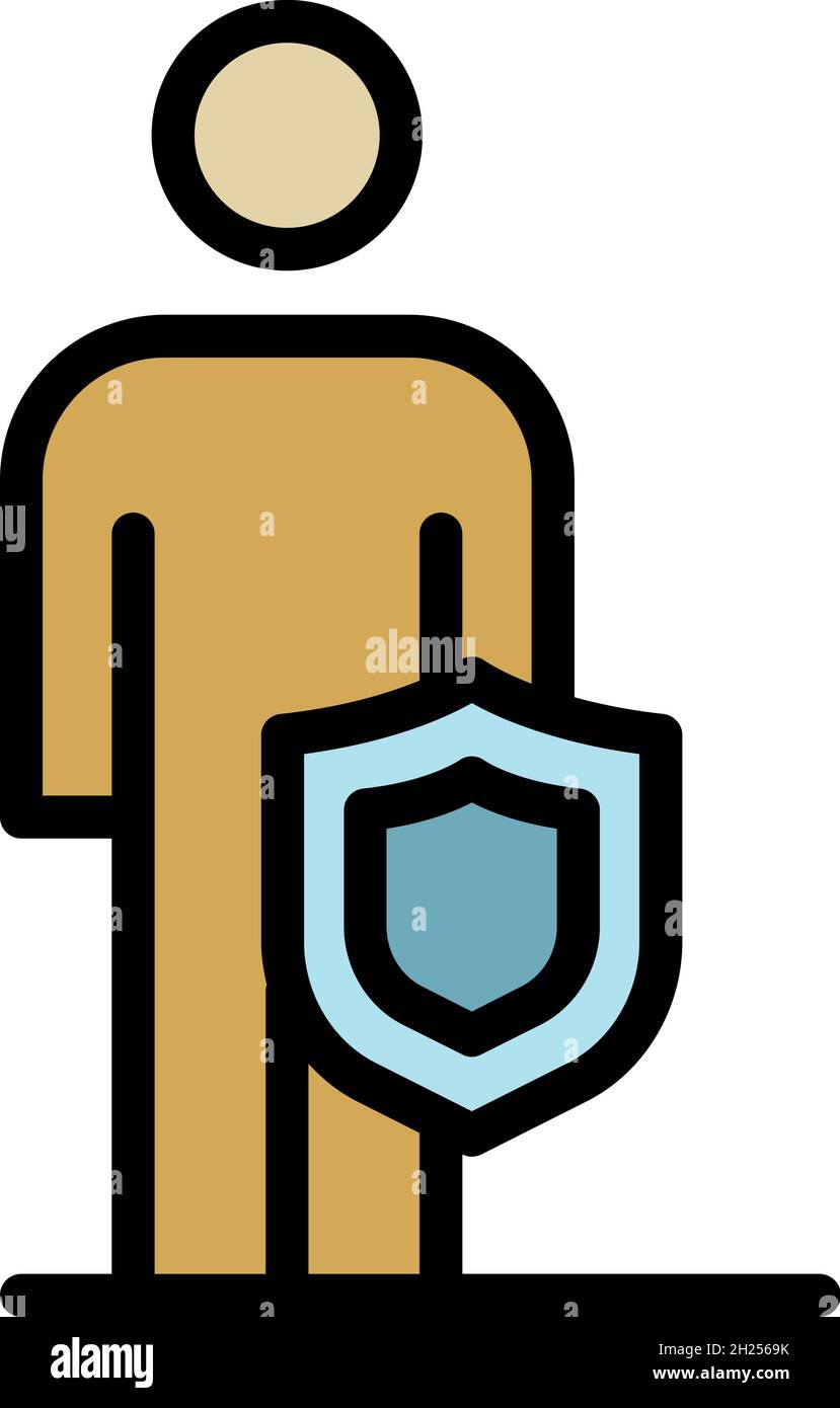 Protected man icon. Outline protected man vector icon color flat ...