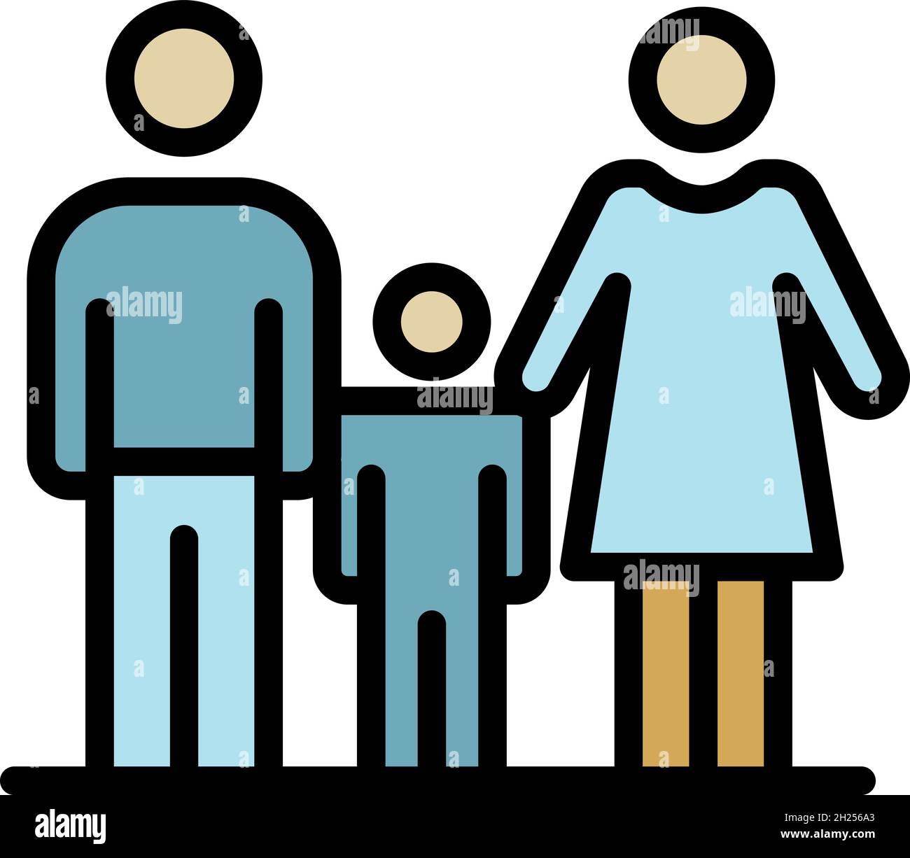 Protected family icon. Outline protected family vector icon color flat ...