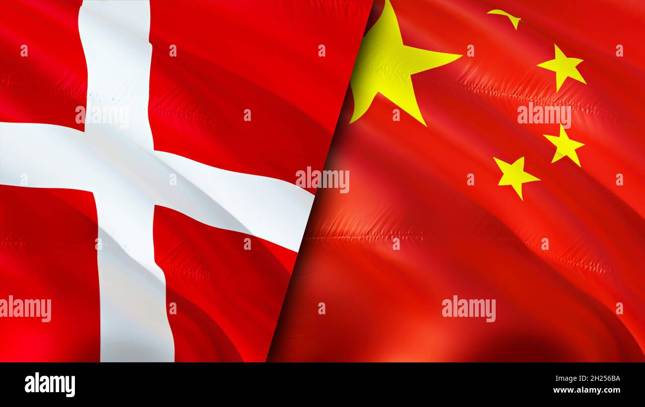 Denmark and China flags. 3D Waving flag design. China Denmark flag ...
