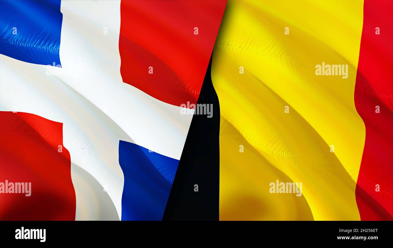 Dominicana and Belgium flags. 3D Waving flag design. Belgium Dominican Republic flag, picture ...