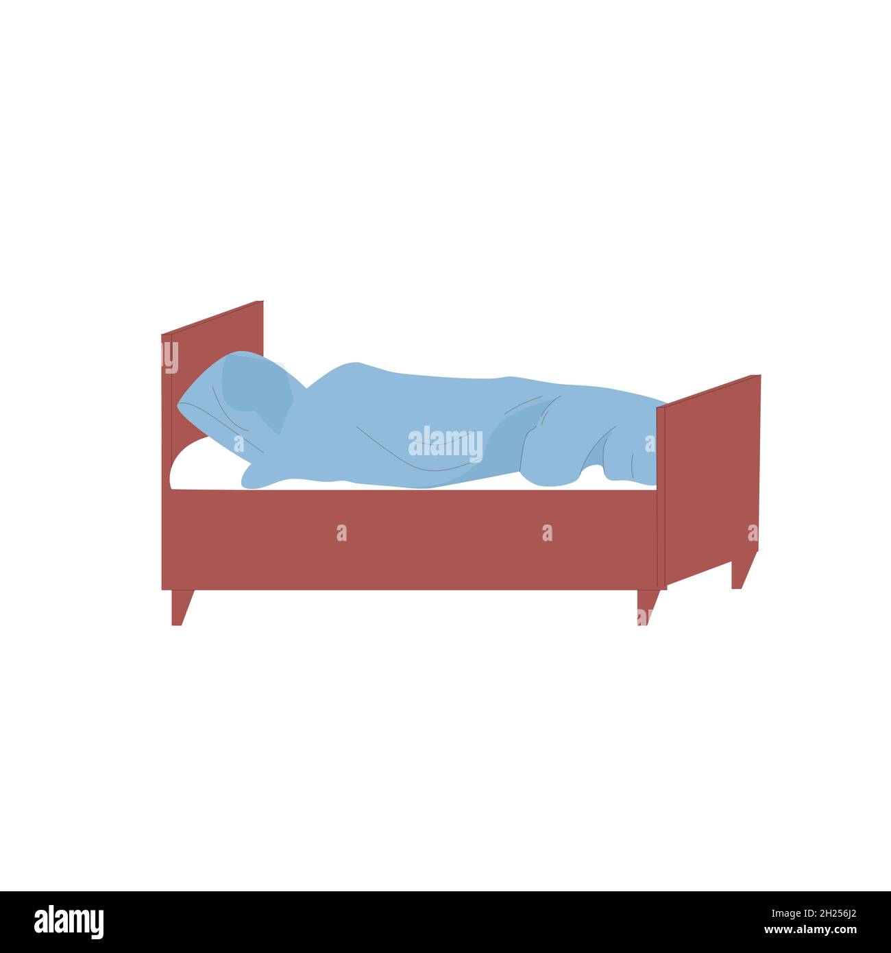 Flat cartoon single bed,room interior elements for home life comfort ...