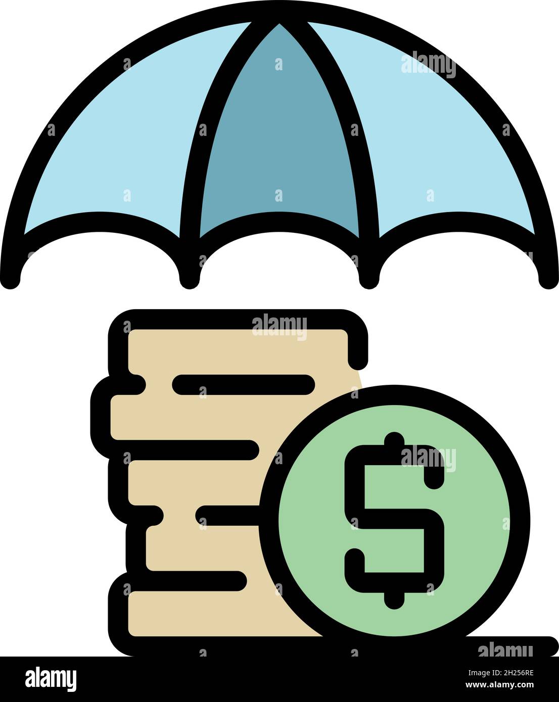 Money protection icon. Outline money protection vector icon color flat ...