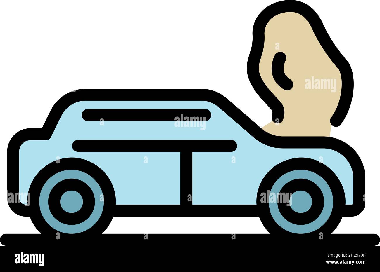Broken car icon. Outline broken car vector icon color flat isolated ...