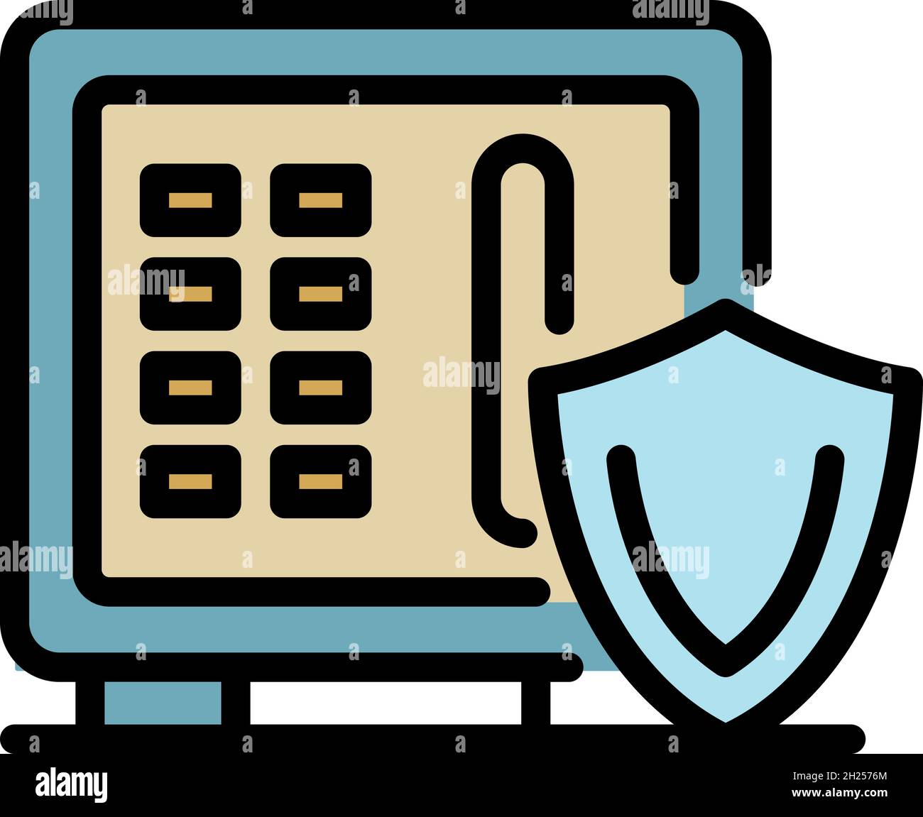 Money safe icon. Outline money safe vector icon color flat isolated ...
