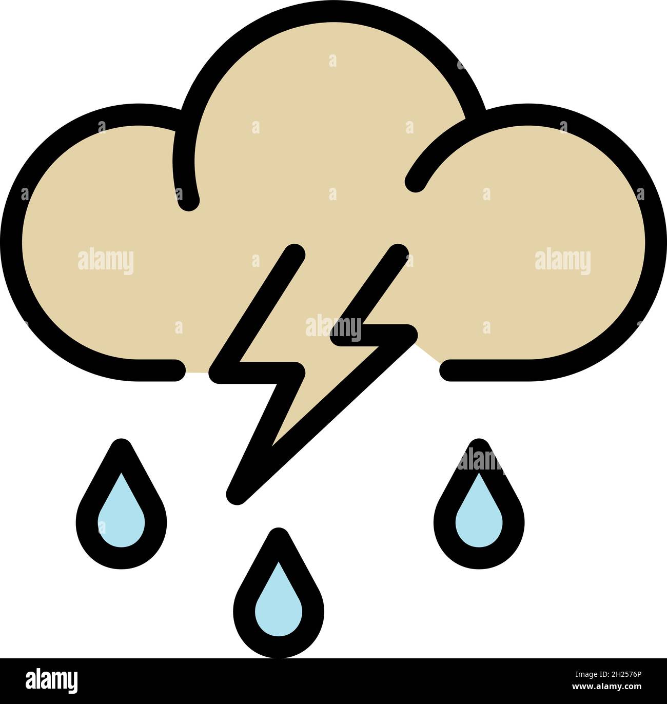 Storm rainy cloud icon. Outline storm rainy cloud vector icon color ...