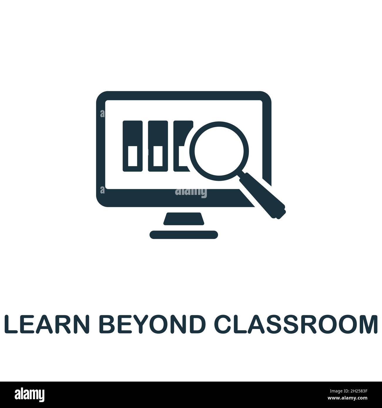 Learn Beyond Classroom icon. Monochrome sign from creative learning ...