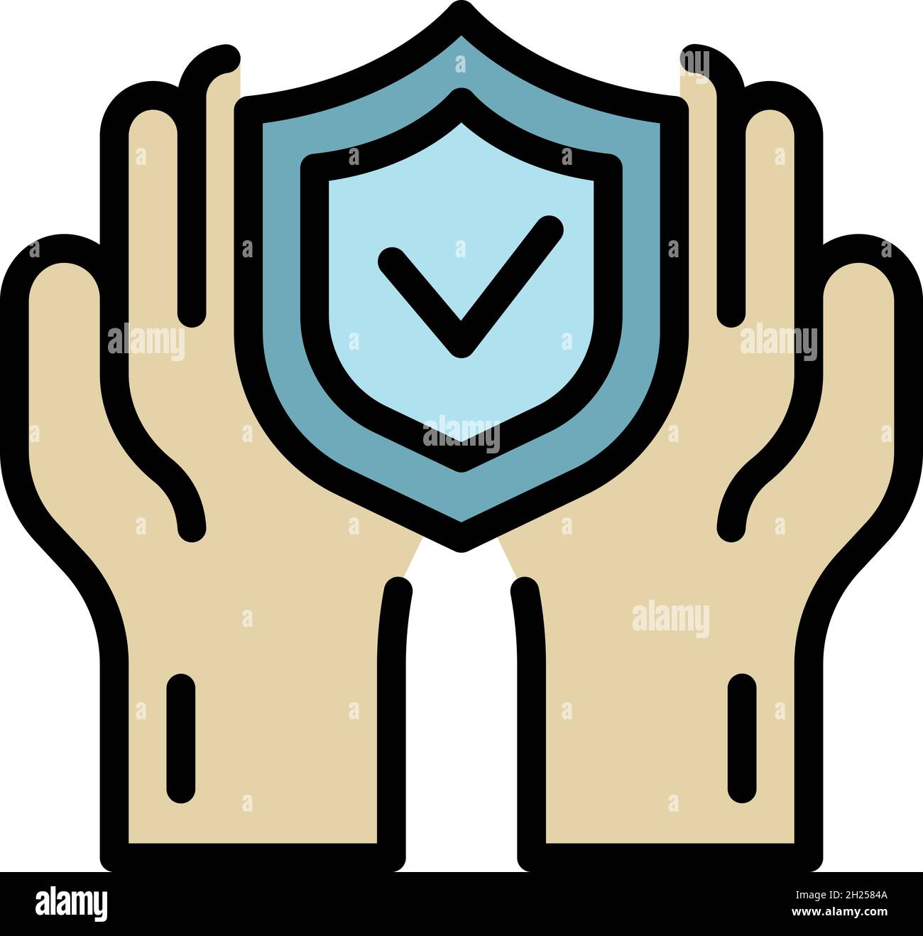 Safe insurance icon. Outline safe insurance vector icon color flat ...