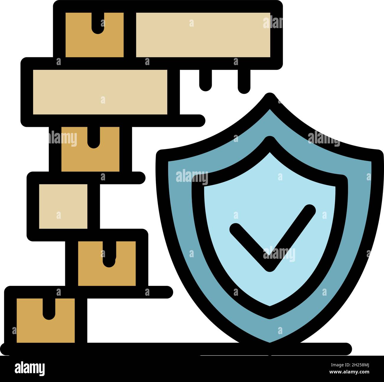 Brick wall protection icon. Outline brick wall protection vector icon ...