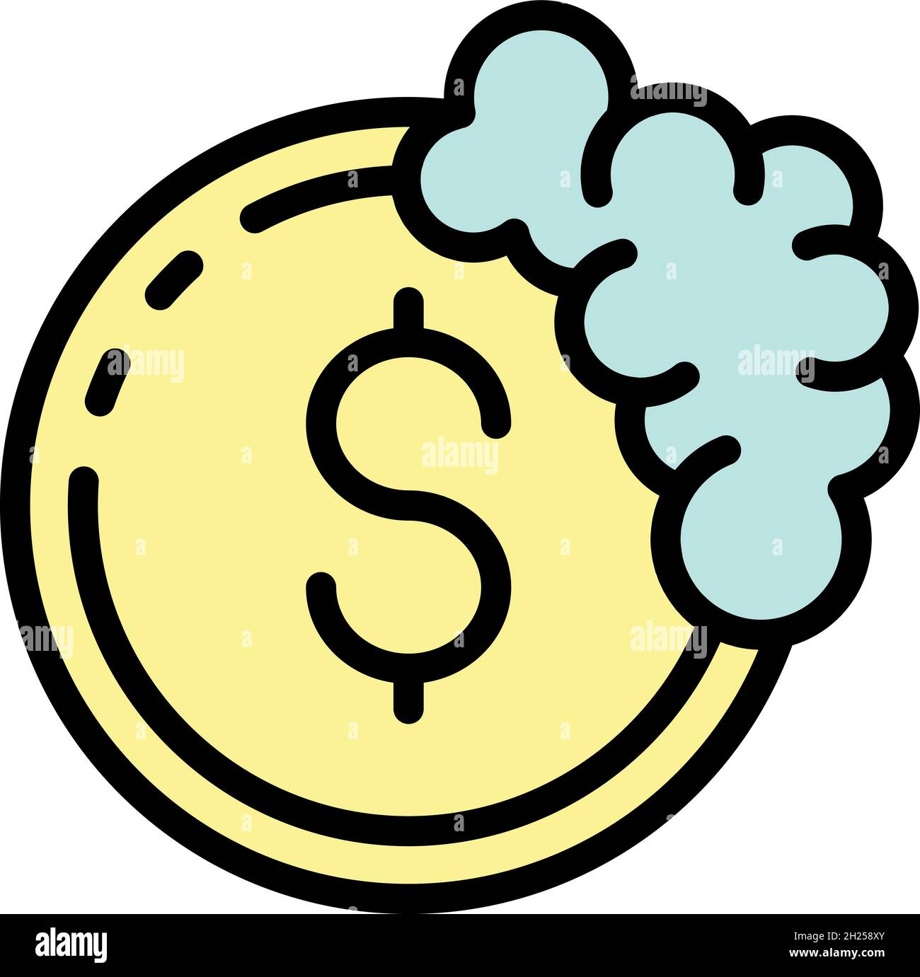 Washed coin icon. Outline washed coin vector icon color flat isolated ...