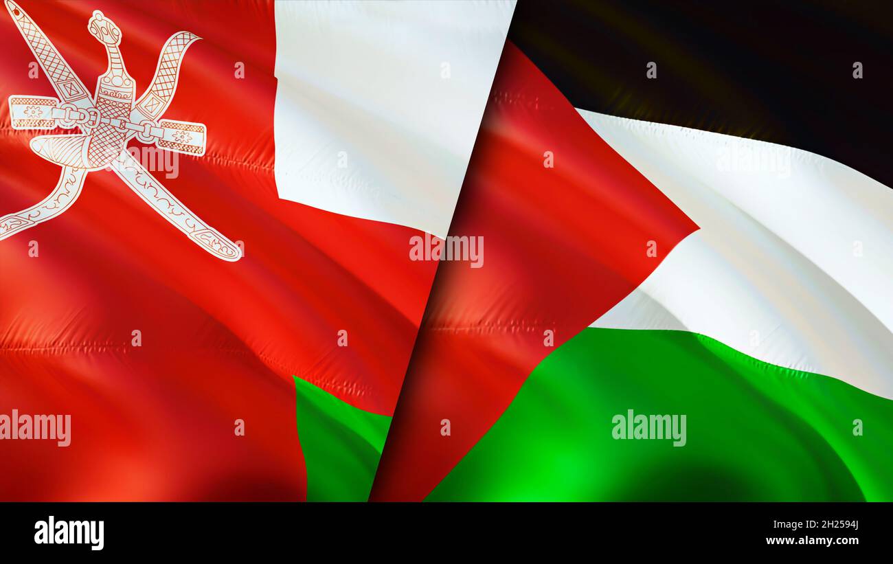 Oman and Palestine flags. 3D Waving flag design. Palestine Oman flag ...